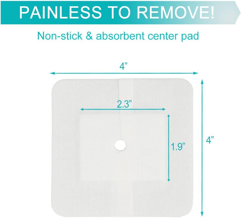 Feeding Tube Adhesive Wound Dressing - 4"x4" Bandage for PEG GJ & Supra ...