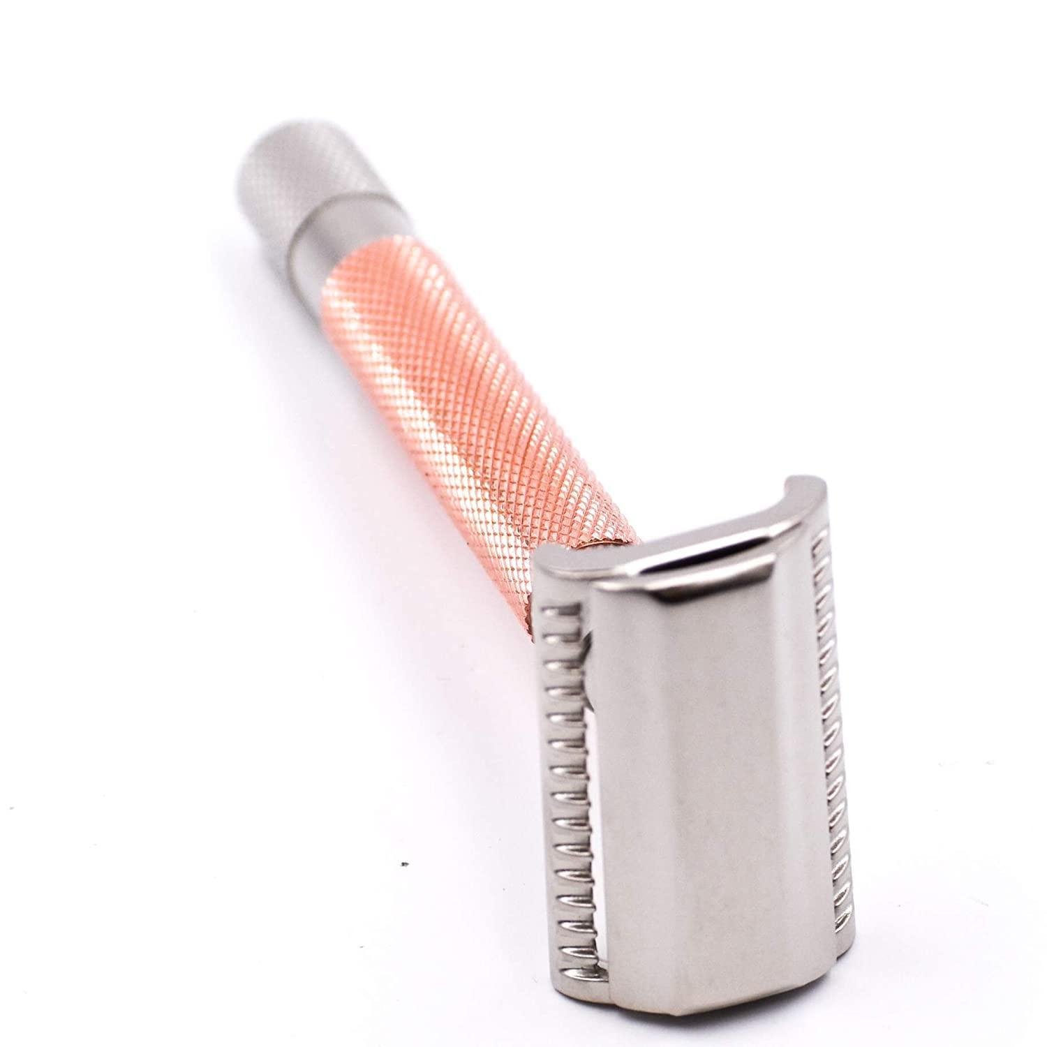 Parkers Semi Slant Safety Razor & 5 Premium Double Edge Blades - Rose ...