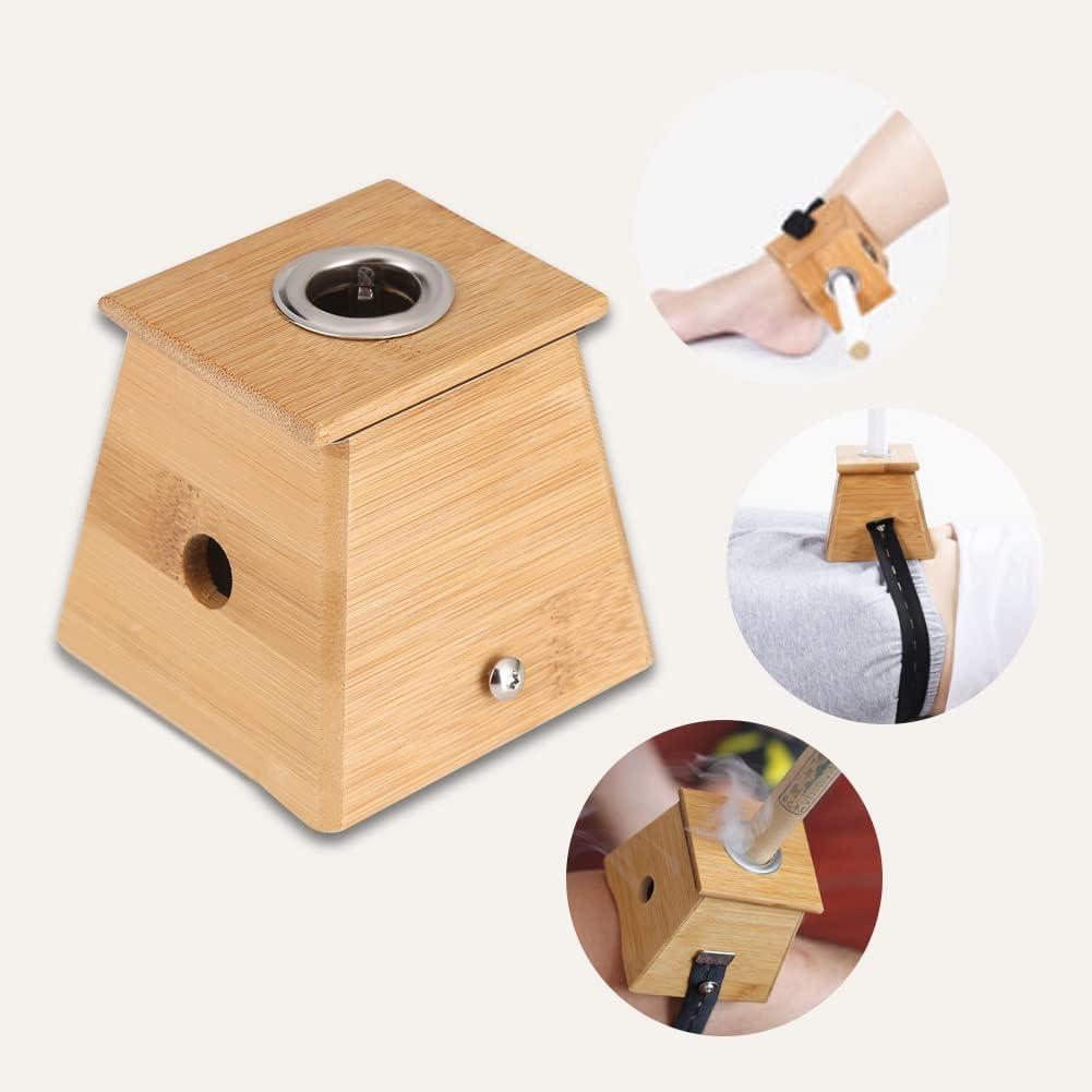 Nicoone Moxa Stick Holder Box - Single Hole Bamboo Moxa Roll for Neck ...