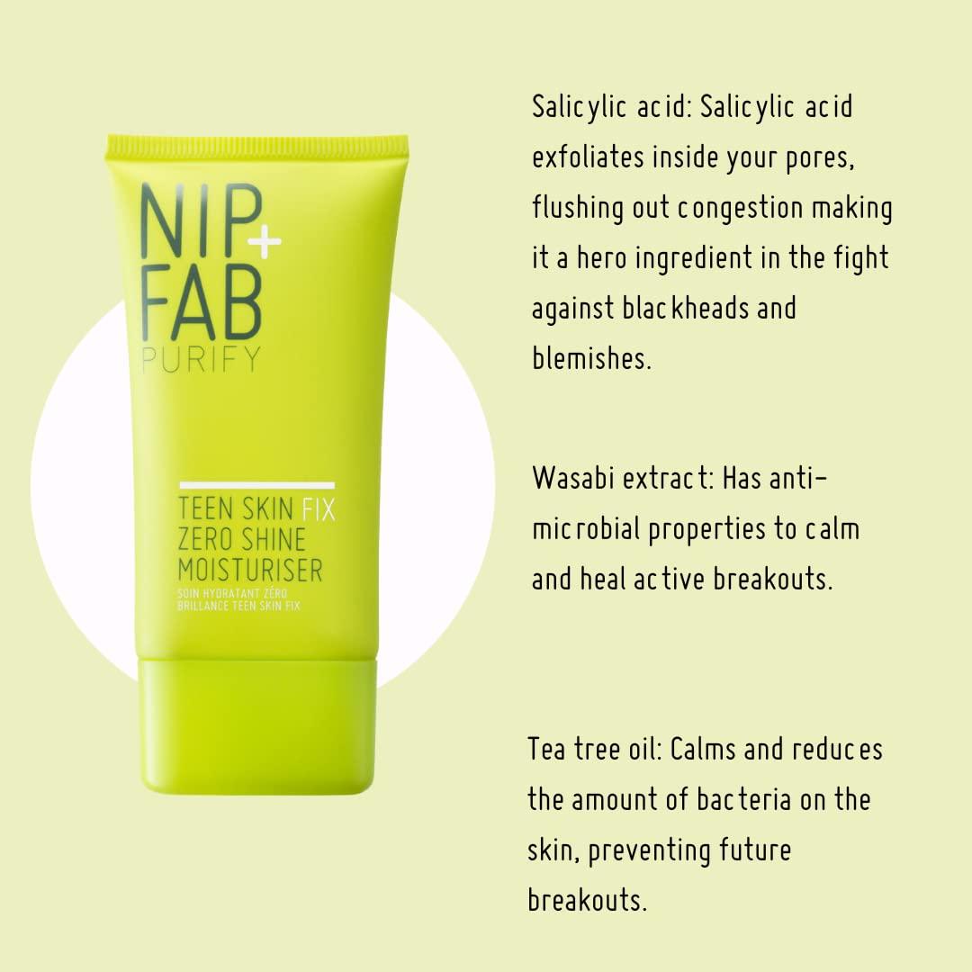 Nip + Fab Teen Skin Fix Zero Shine Face Moisturizer - Niacinamide & Wasabi Extract, 1.35 oz ...
