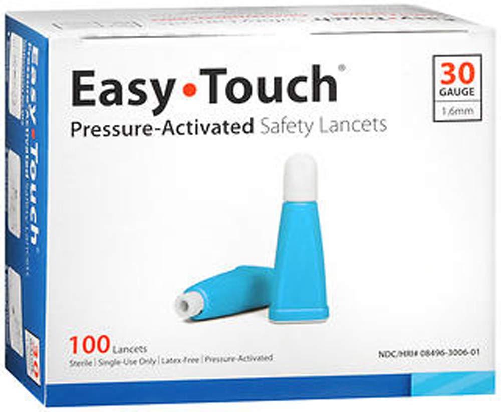 Easy Touch Pressure-Activated Safety Lancets 30 Gauge - 100 ct x 2 Pack ...