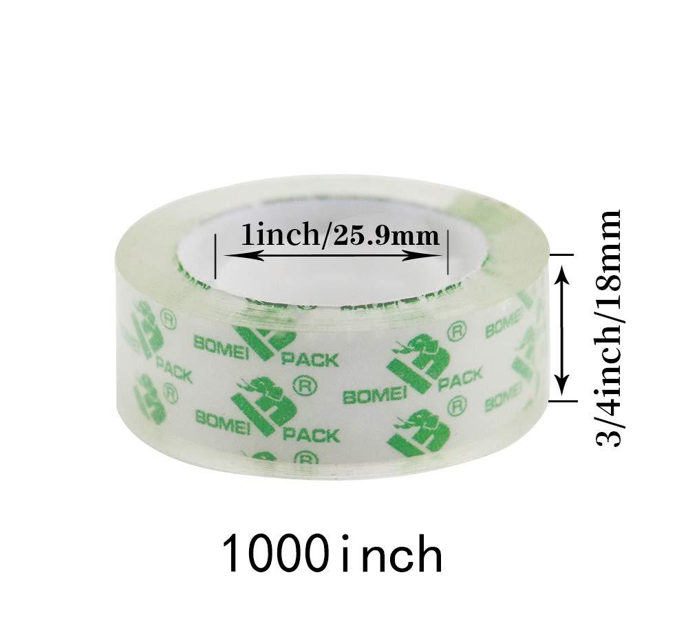 BOMEI PACK Crystal Clear Transparent Tape Refills Rolls for Dispenser ...