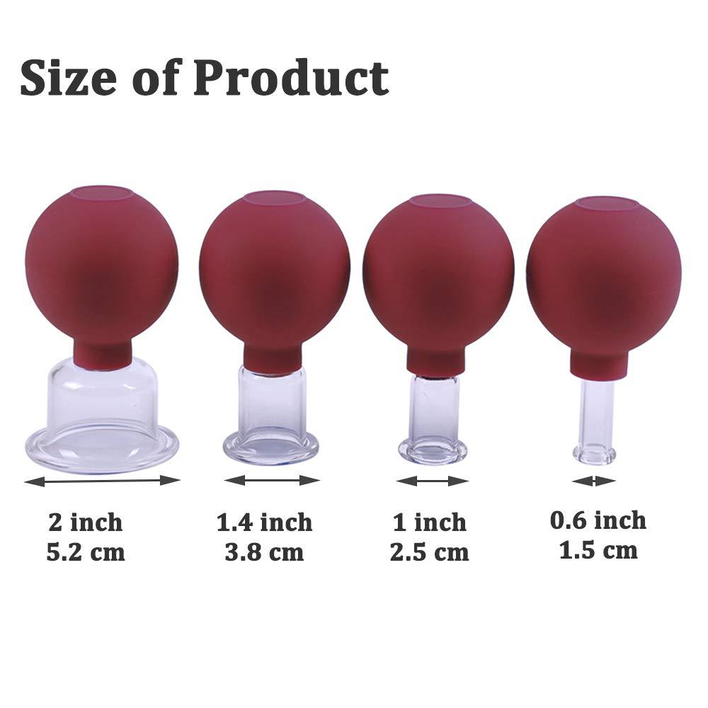 Rose Red Glass Facial Cupping Set - Silicone Vacuum Suction Cups for ...