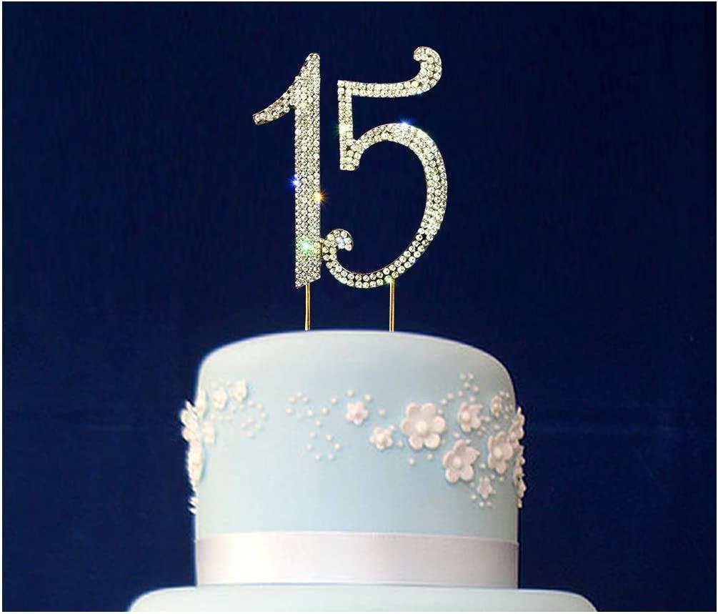Bling Rhinestone Diamond 15 Cake Topper - Ideal for 50th Birthday or ...