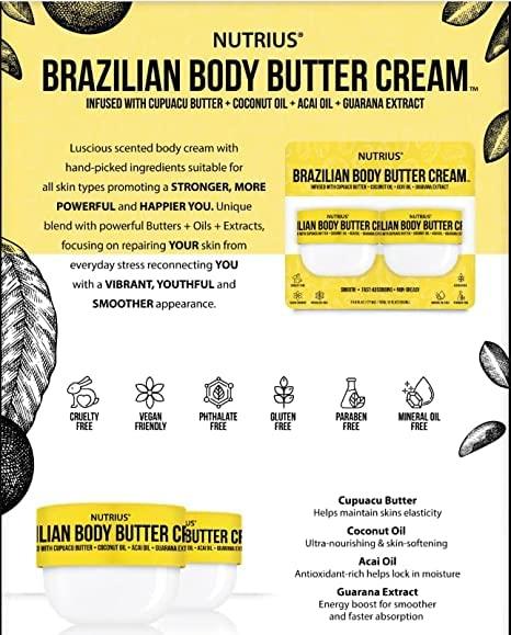 Nutrius Brazilian Body Butter Cream - Vegan Friendly with Cupuacu ...