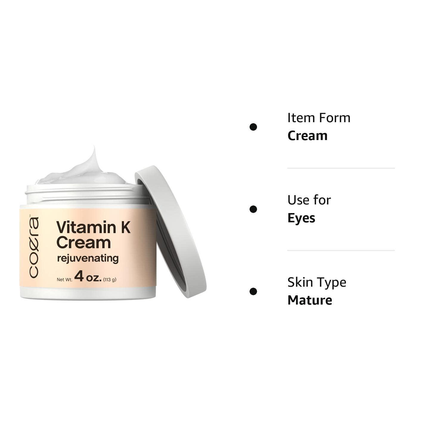 Vitamin K Cream 4 oz for Bruises, Spider Veins, Dark Circles - Eyes ...