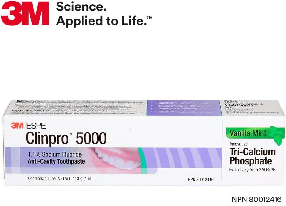 3M Clinpro 5000 Anti-Cavity Toothpaste (1.1% Sodium Fluoride) Vanilla ...