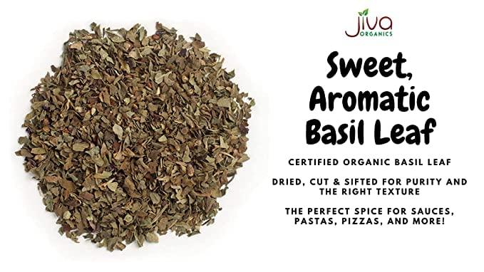 Jiva Organic Dried Basil Leaves 1lb Bulk Bag - Non-GMO, Cut & Sifted ...