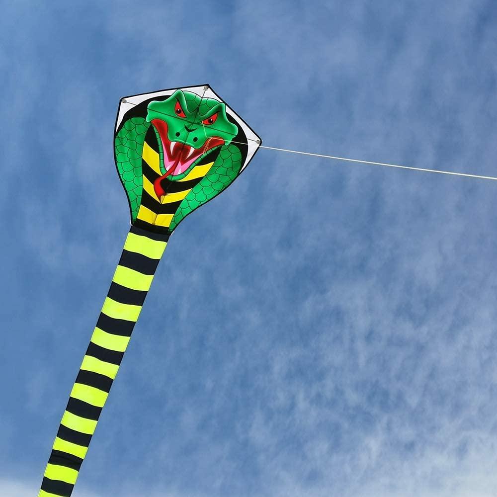 Large Cobra Kite for Adults and Kids with Extra Long 49 ft Tail - Easy ...