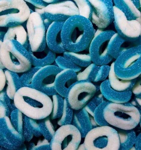 Blue Raspberry Jelly Fizzy Ring Sweets - Gluten Free - Halal - Baby ...