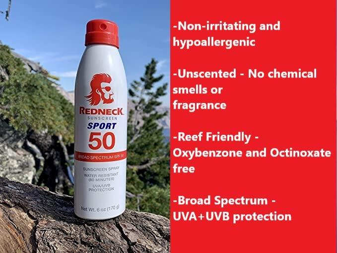 Redneck Sunscreen 6 Oz SPF 50 Sport Spray - Water/Sweat Resistant, Reef ...