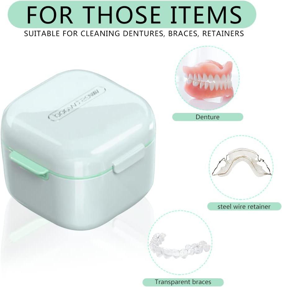 Denture Box Dental Bath with Strainer Portable False Teeth Storage ...