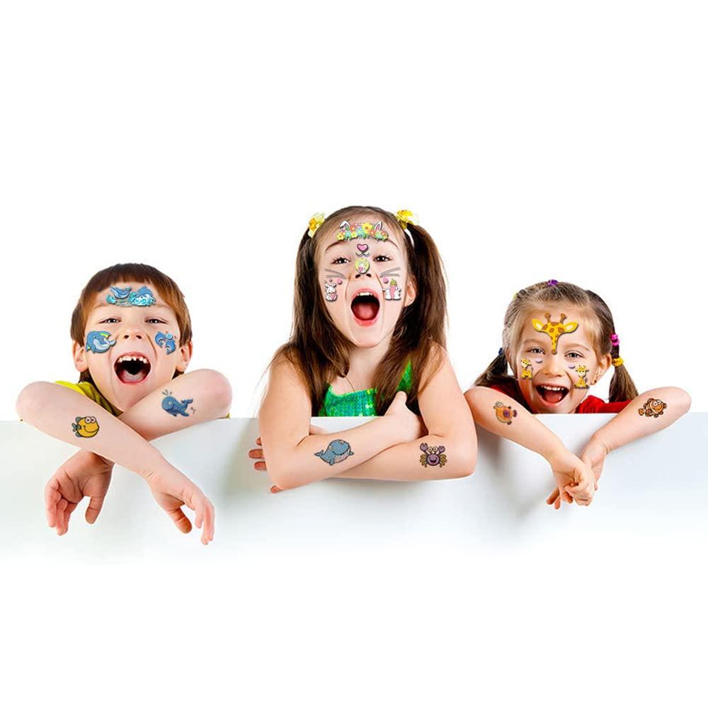 Animal Face Temporary Tattoos Stickers for Kids - 12 Sheets, Water ...