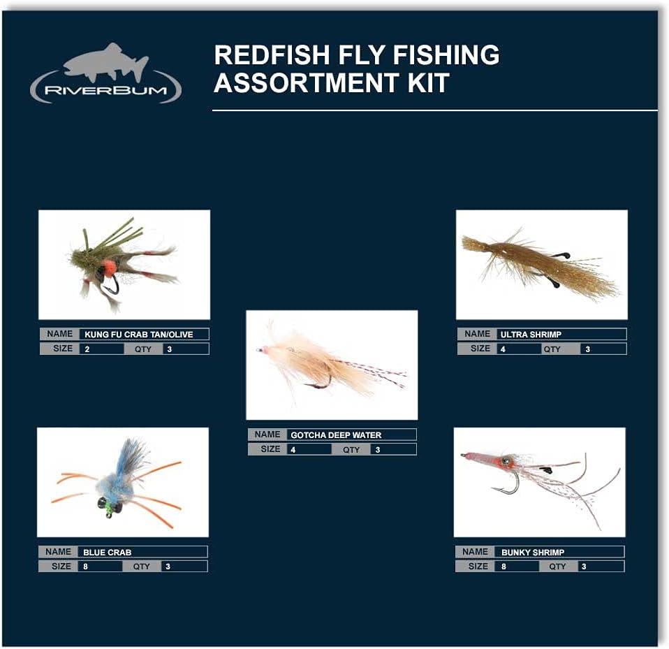 RiverBum Redfish Flies Assortment Kit with Fly Box - 15 Piece Crazy ...