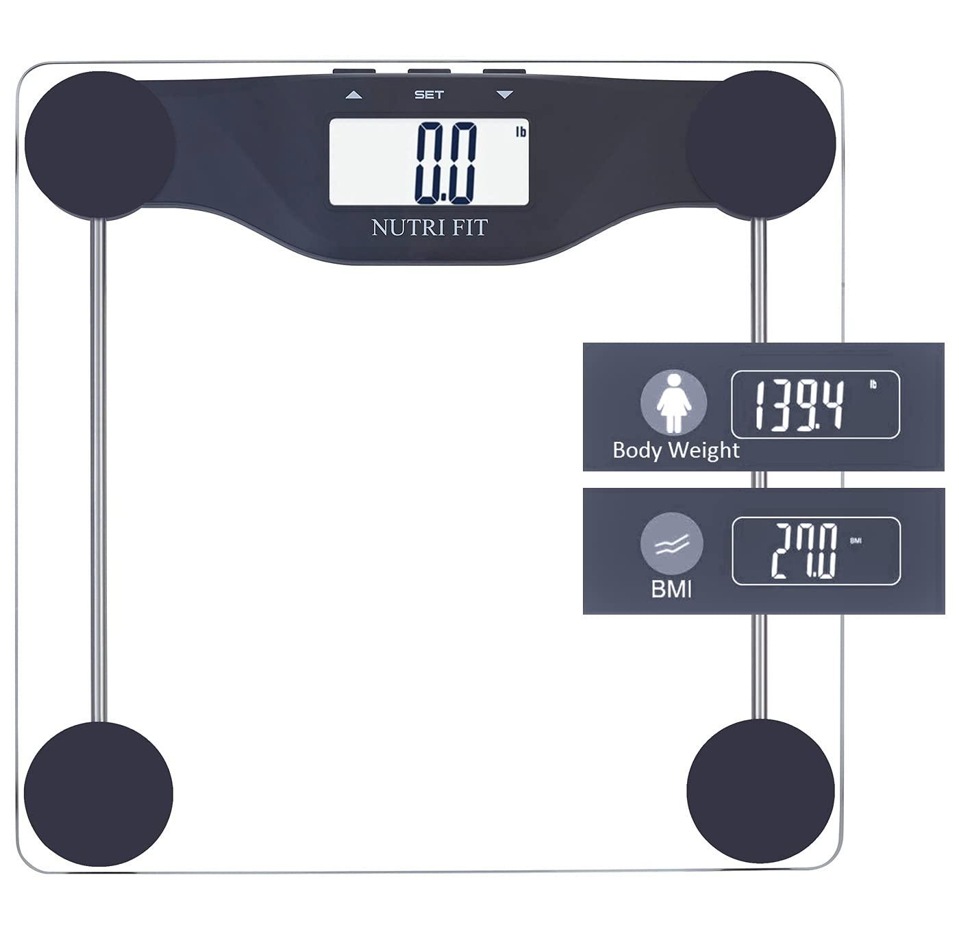 NUTRI FIT BMI Scale Digital Body Weight Analyzer for Heavy Duty 400 lbs Large Backlight Display ...