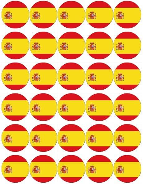 30 Spain Spanish Flags Cupcake Toppers Edible Wafer Paper Fairy Cake ...