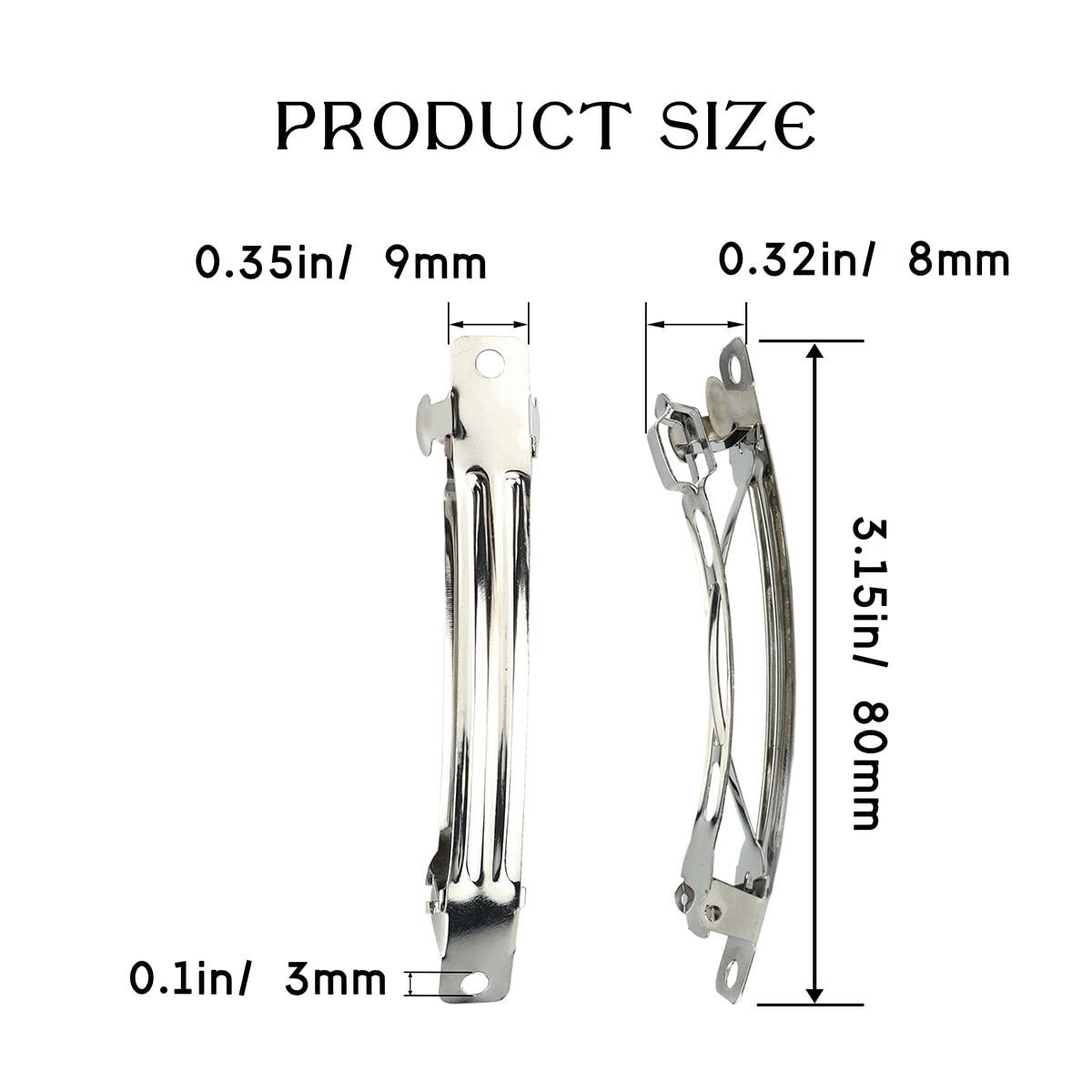 LEEFONE 80mm Iron French Barrette Hair Clips - 50 PCS, Silver Tone ...