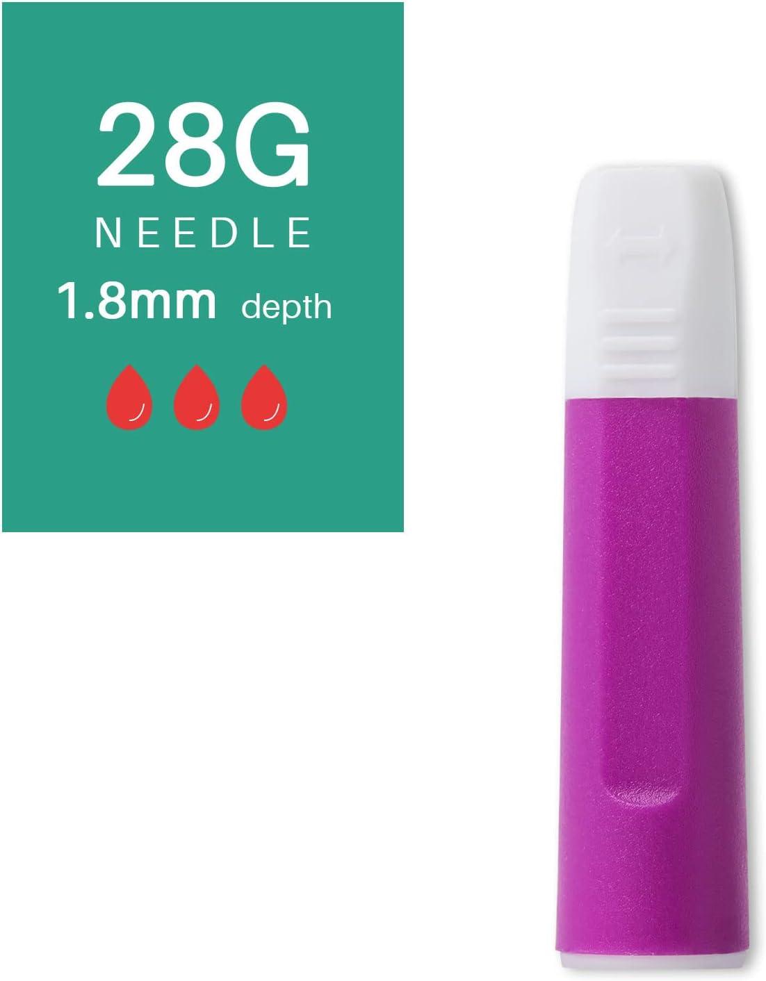 CareLiving Safety Lancets 28G 1.8mm 100-Count Single-Use Sterile Push ...