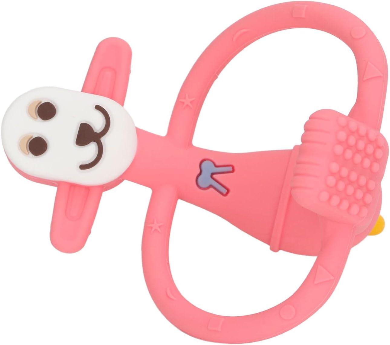 Monkey-shaped Pink Silicone Teething Toys Set for Infants - Food Grade ...