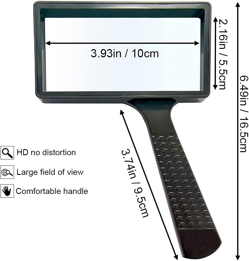 HYRZD Hand-held Rectangular Magnifying Glasses - 4X Magnification ...