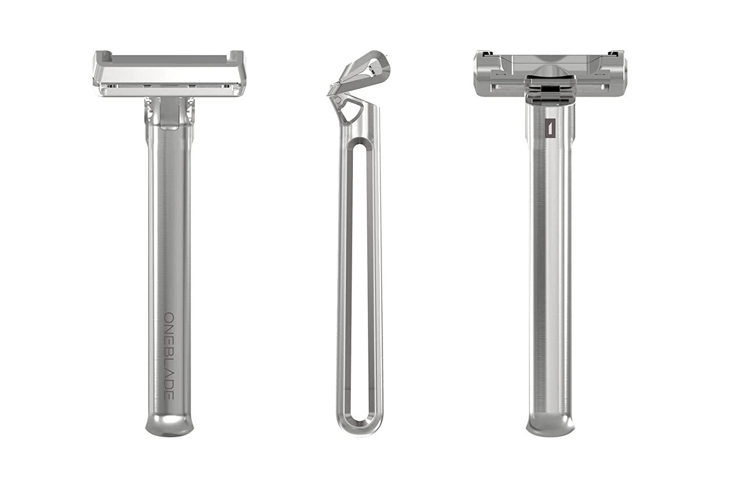 OneBlade Genesis Single Blade Safety Razor - Stainless Steel Pivoting Head for Thick Coarse Hair ...