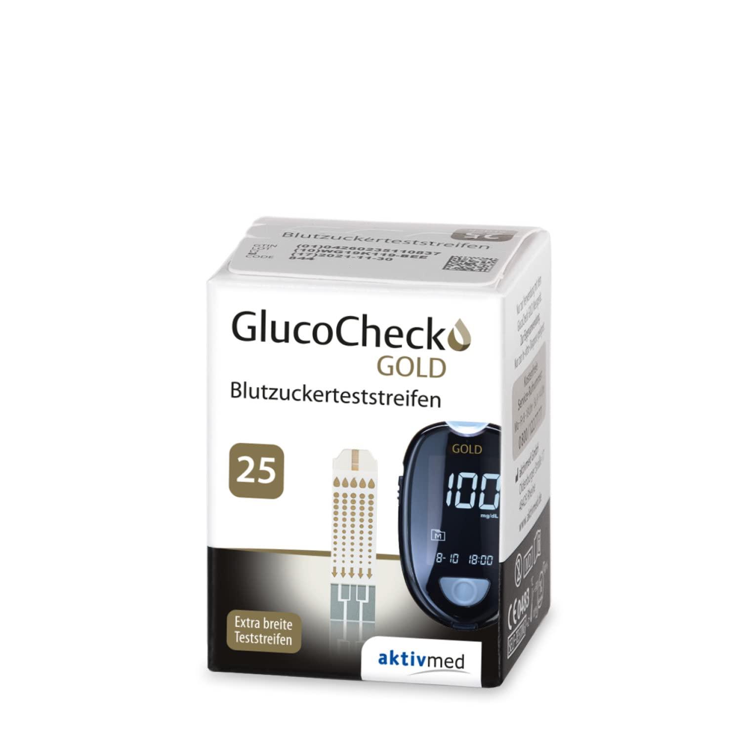 GlucoCheck Gold Blood Glucose Test Strips - 25 Pieces | Accurate ...