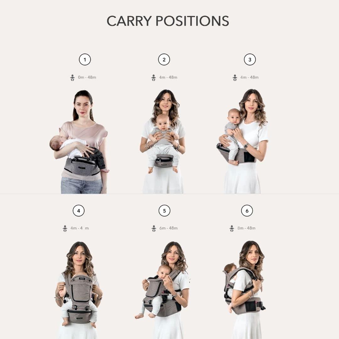 MiaMily Hip Seat Baby Carrier - 6 Carry Positions - Lumbar Support ...
