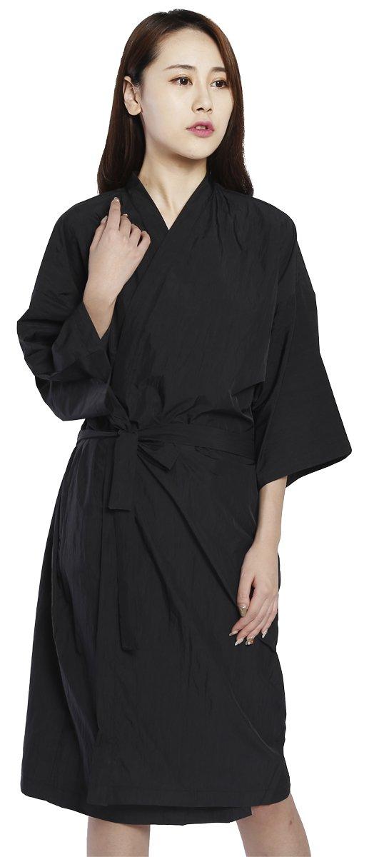 Kimono Style Salon Client Gown - 43 Inch Long (Black) | Hair Salon ...