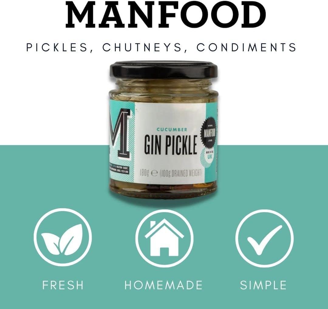 Manfood Gin Pickle 180g | Sliced Cucumbers in a Gin Flavoured Marinade ...