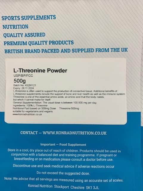 L-THREONINE Pure Powder Pharmaceutical Grade Amino Acids (500) | Buy ...