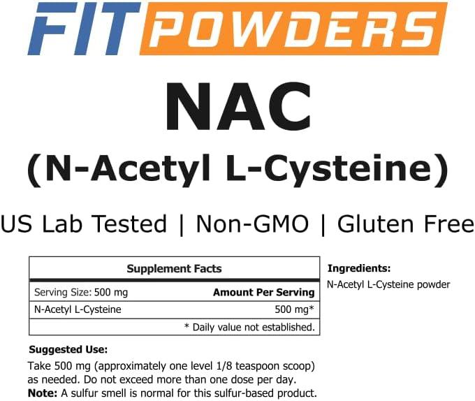 FitPowders N-Acetyl L-Cysteine (NAC) Powder 100g with Scoop - Premium ...