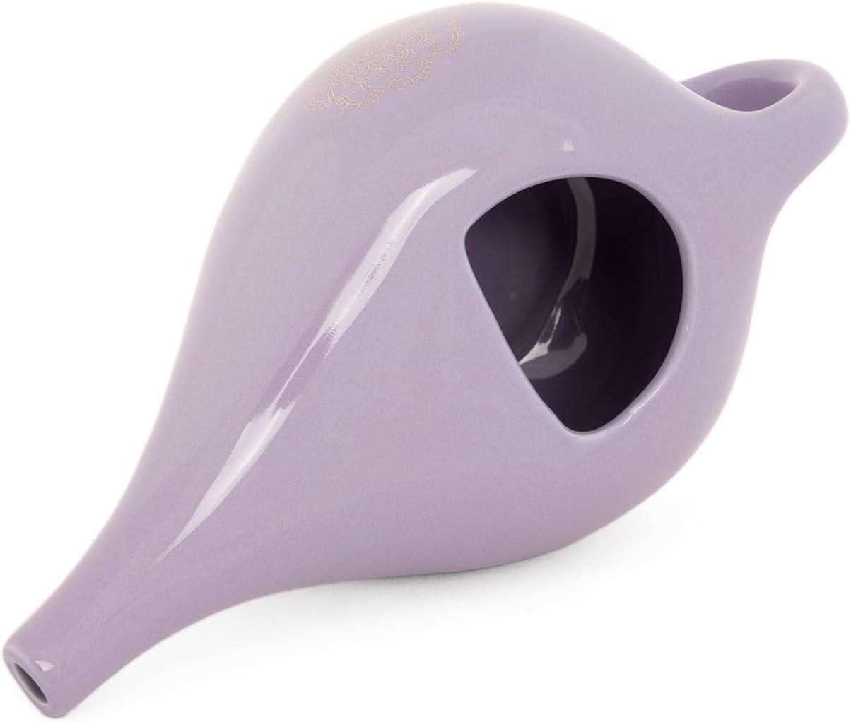 Ceramic Neti Pot with Mandala Design - Silver Nasal Wash Jug for Nose ...