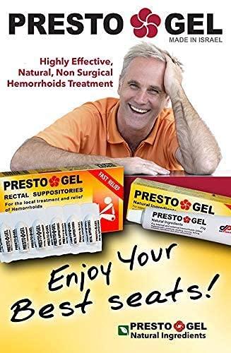 Presto Gel Natural Hemorrhoids Treatment - 40 Flushable Cloth Wipes for ...