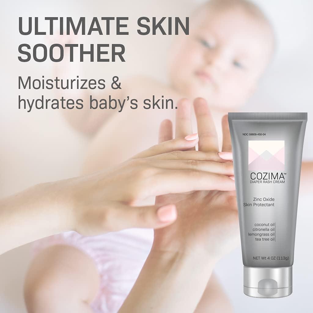 COZIMA Baby Diaper Rash Cream 4oz - Zinc Oxide 24% & Coconut Oil ...