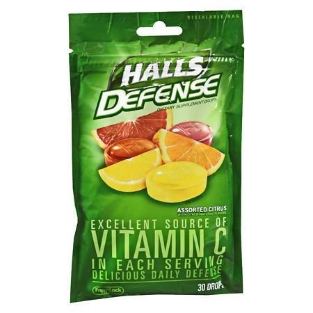 Halls Defense Vitamin C Supplement Drops - Assorted Citrus Flavor (3PC ...