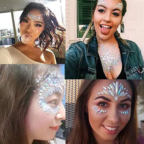 Halloween Mermaid Crystal Face Stickers - 4 Sets Rhinestone Festival ...