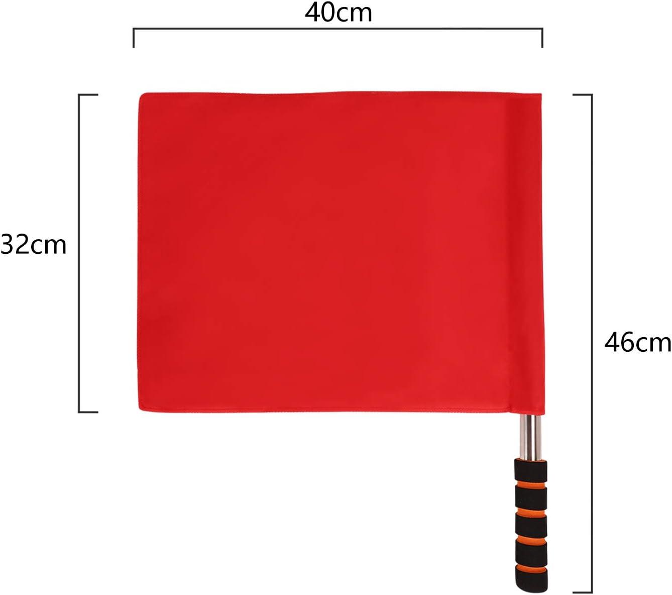 Referee Flags with Metal Pole Red Stainless Steel Hand Signal Flag Set ...