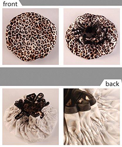 Thicken Double Layer Waterproof Leopard Shower Cap for Women - Nument ...