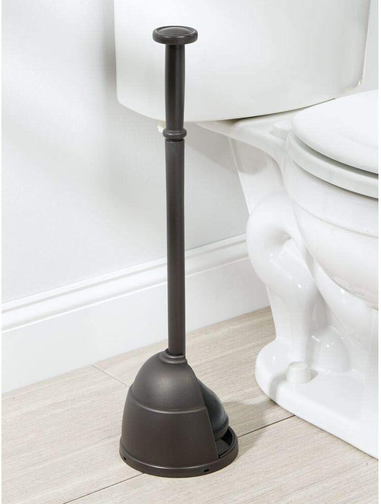 mDesign Bronze Toilet Plunger with Storage Holder Cover Set - Modern ...