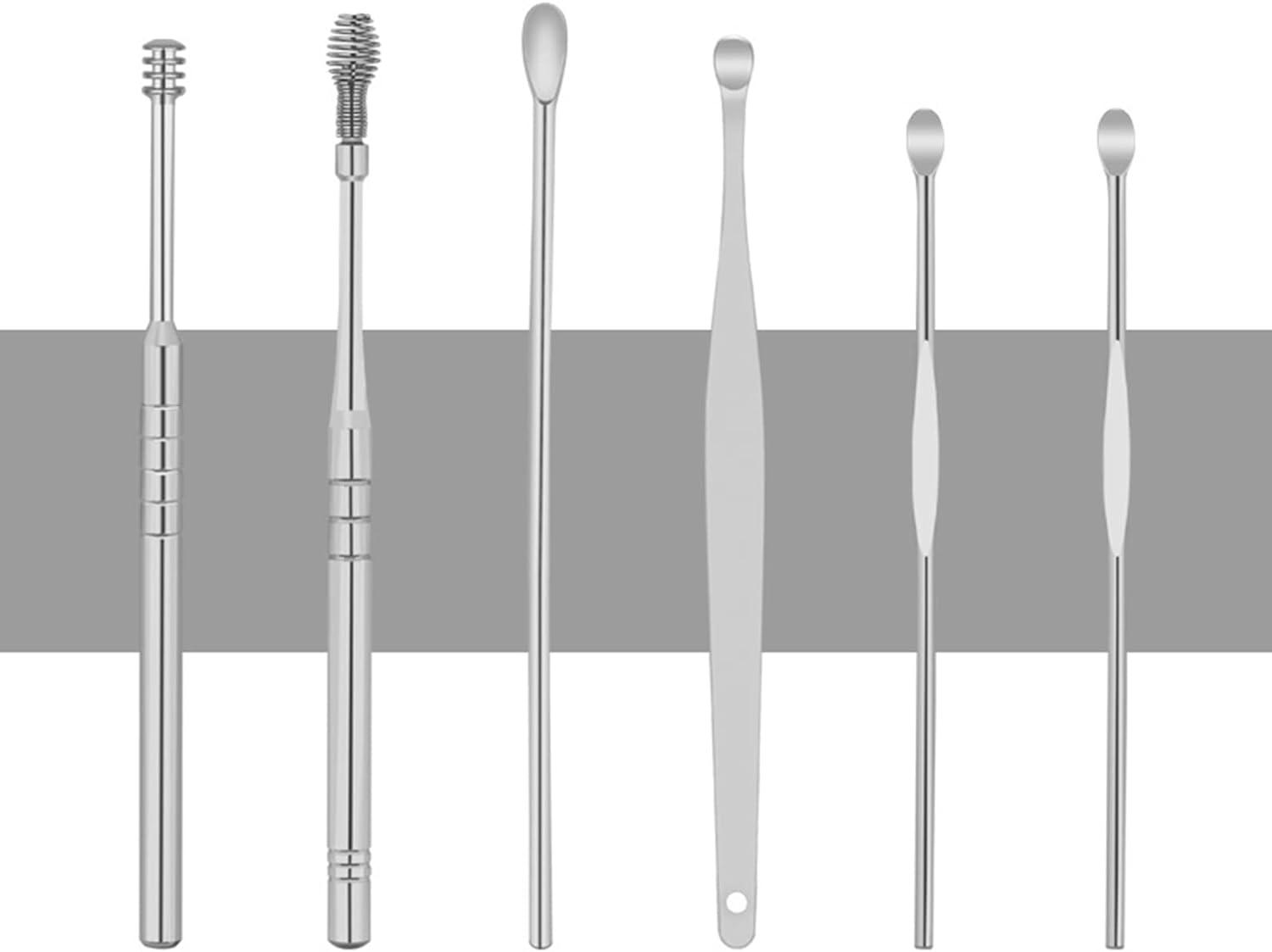 Stainless Steel Earwax Removal Kit - 6pcs Ear Pick & Curette Set with ...