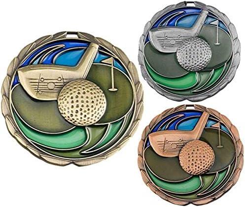 Golf Color Medal - 2.5 Tournament Medallion with American Flag Ribbon ...