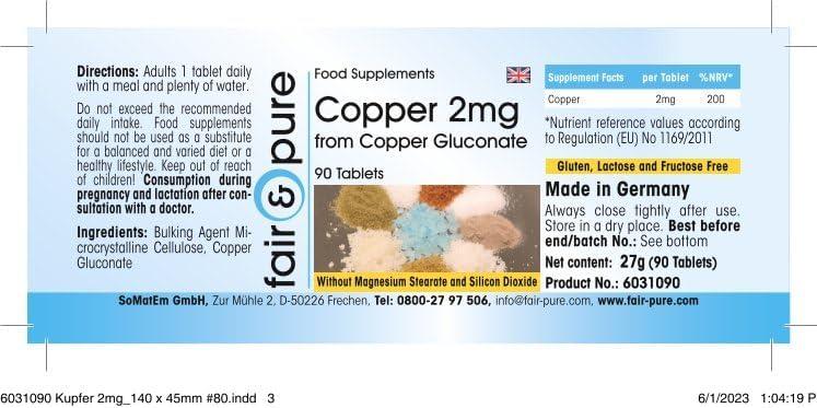 Fair & Pure Copper Supplement 2mg - Vegan 90 Tablets | Buy Now with ...