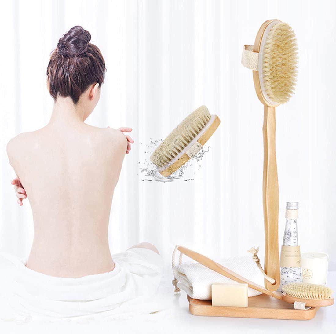 Dry Body Brush with Long Handle - Exfoliating Bath Brush for Shower ...
