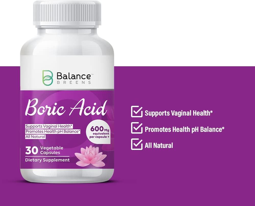 Boric Acid Vaginal Suppositories 600mg - Intimate Health Support - 30 ...