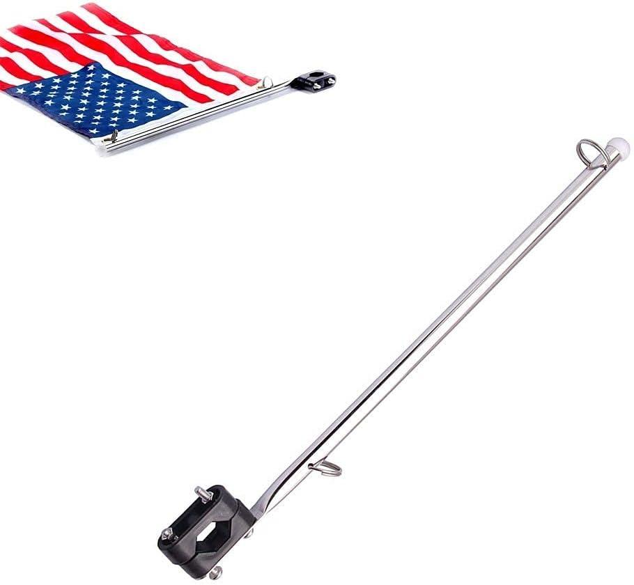 2 PCS Stainless Steel Rail Mount Boat Pulpit Staff Flag Pole (7/8 - 1 ...