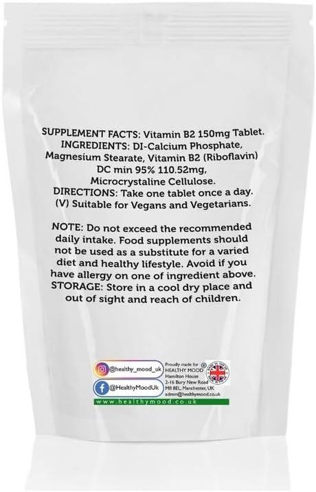 Vitamin B2 150mg 120 Tablets - LetterBox Friendly UK Fast Delivery ...