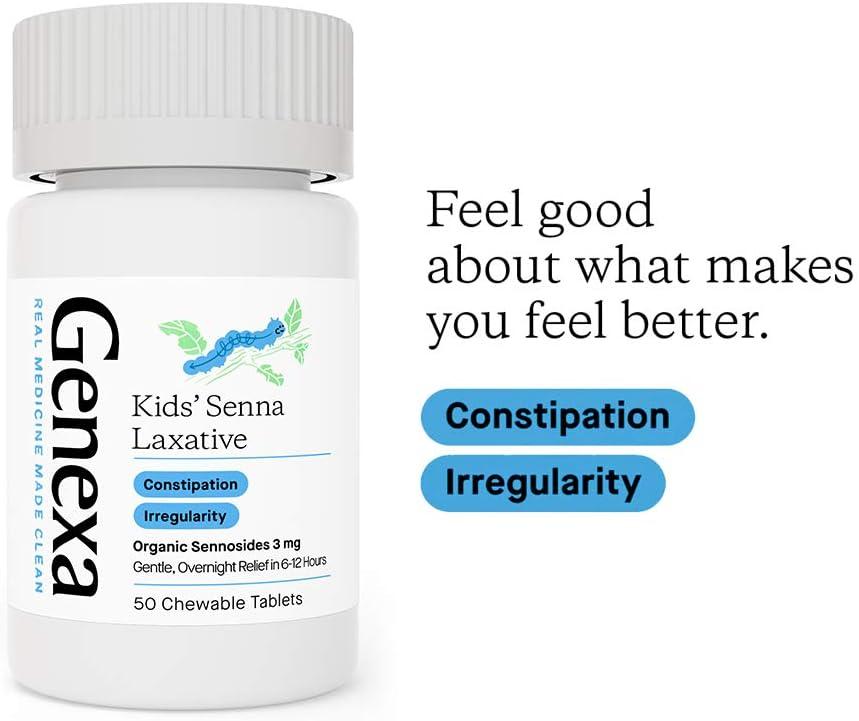 Genexa Kids Senna Laxative - Gentle Overnight Constipation Relief - 50 ...