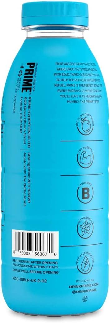 Prime hydration drink 500ml Blue Raspberry Blue Raspberry 500 ml (Pack ...