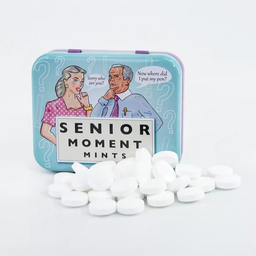 Senior Moment Sugar Free Mints in Colourful Embossed Carry Tin 30g ...