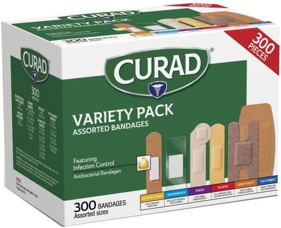 Curad Assorted Bandages Variety Pack - 300 Count (Antibacterial, Heavy ...